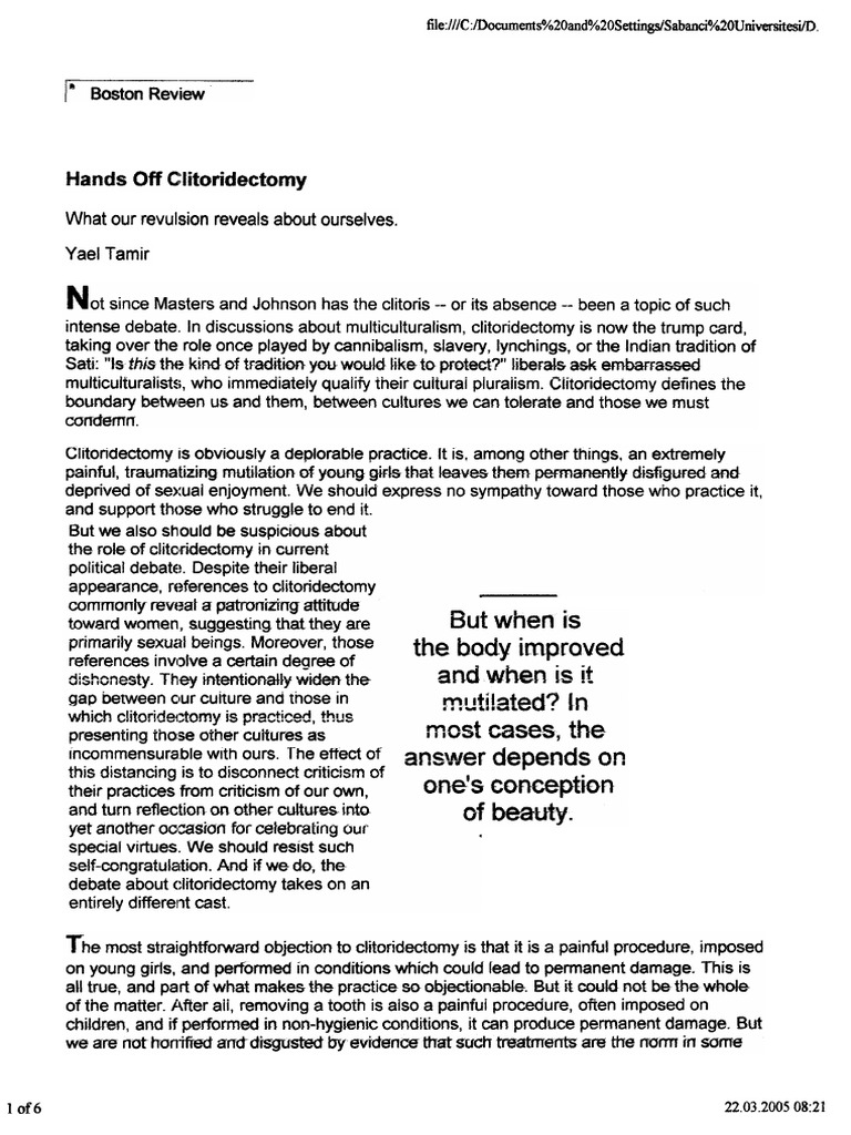 Clitoridectomy: Cultural Critique and Debate | PDF | Disgust | Human ...