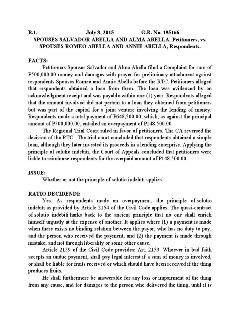 ABELLA v. ABELLA | PDF | Loans | Interest