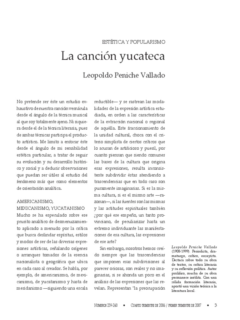 Canción Yucateca 1 | PDF | Canciones | Entretenimiento (general)