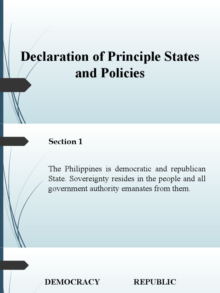 Declaration of Principle State and Policies | PDF | Separation Of ...