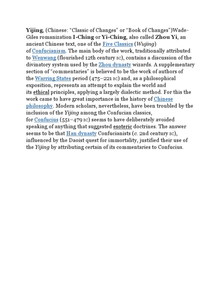 Five Classics Confucianism Wenwang Zhou Dynasty Warring States | PDF