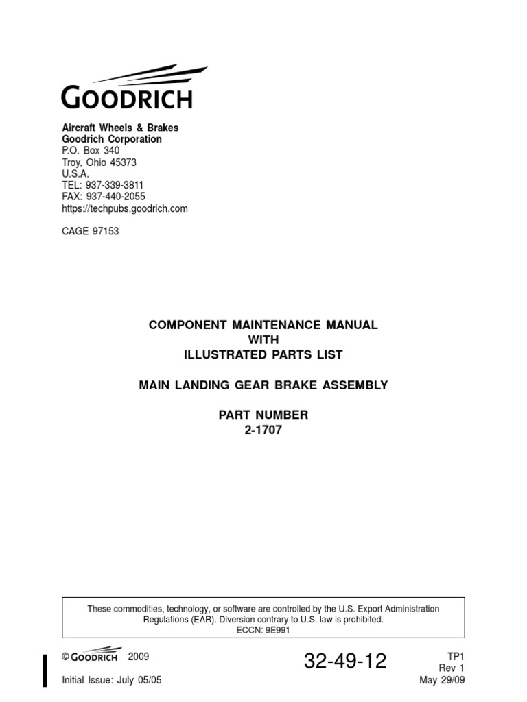 Component Maintenance Manual With Illustrated Parts List Main Landing ...