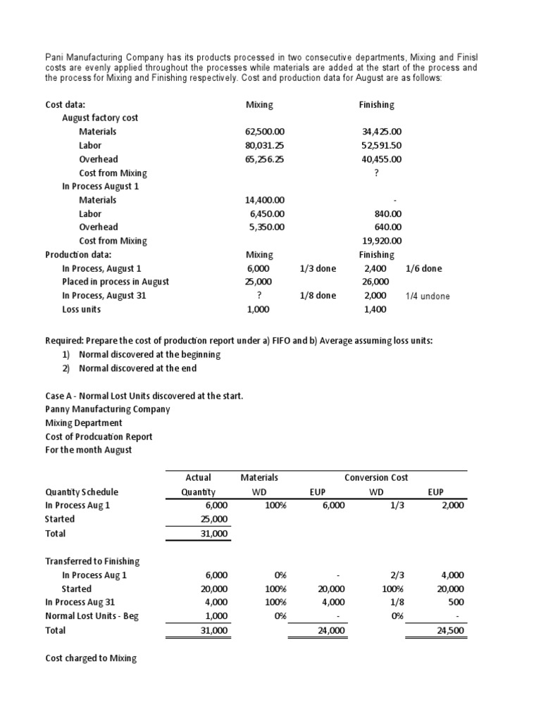 Accounting For Lost Units - Part 1 | PDF | Cost | Production And ...