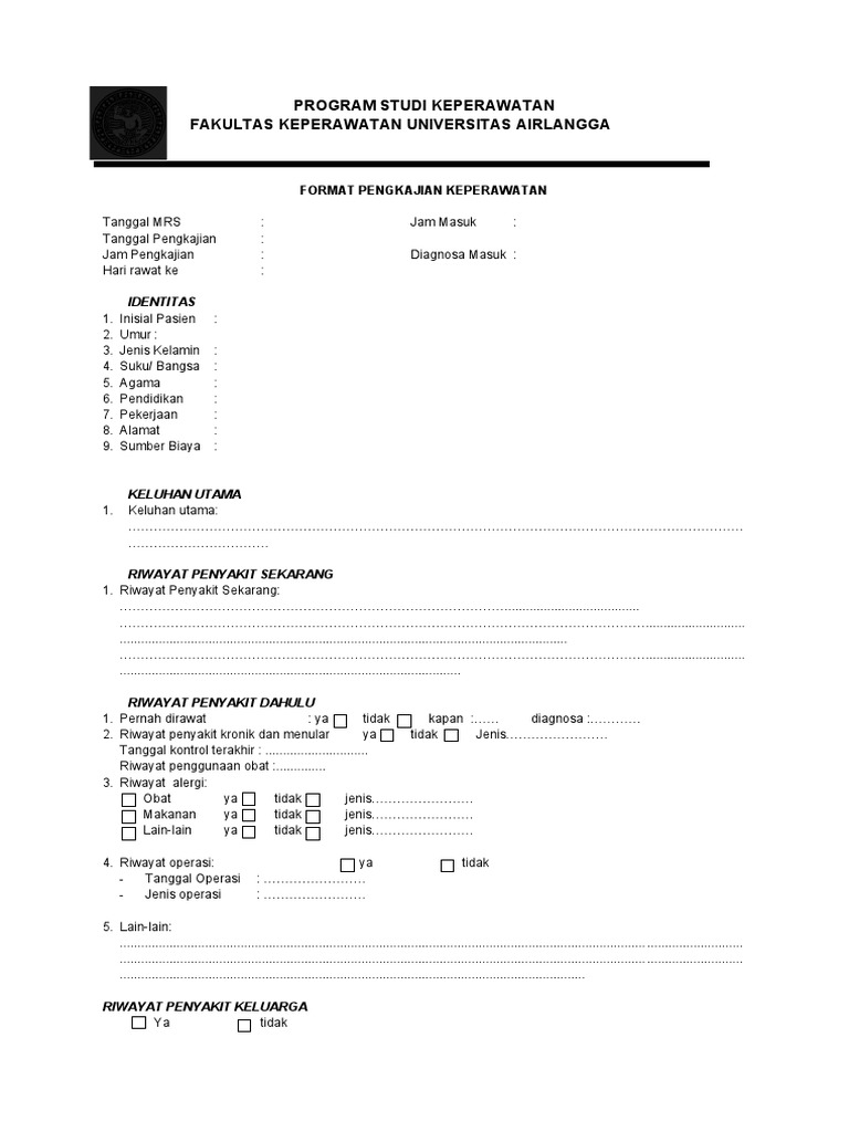 Format Pengkajian Keperawatan Dasar | PDF