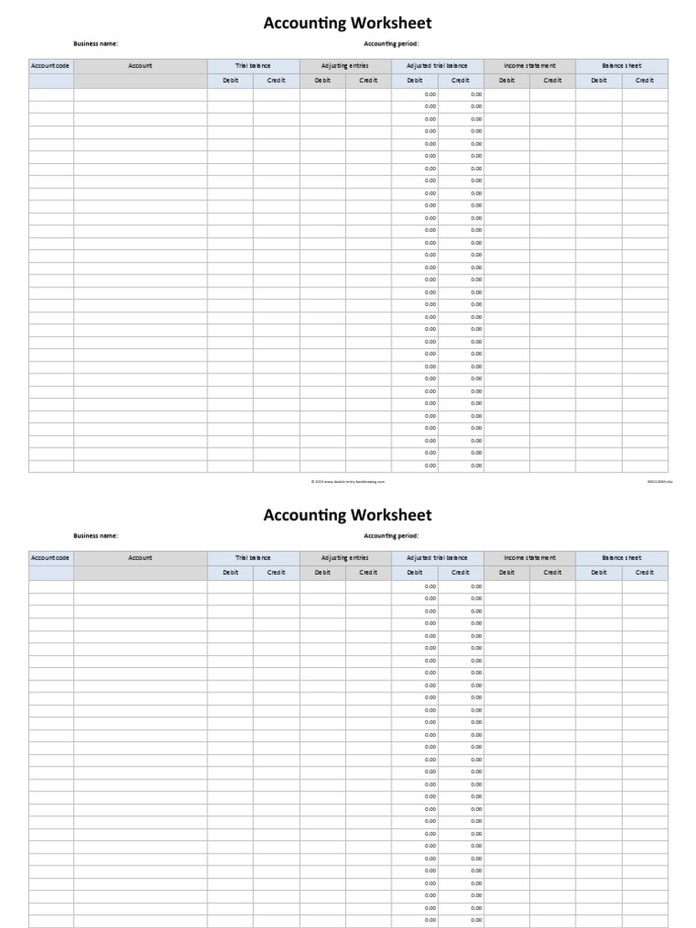Accounting Worksheet V 1.0 | PDF | Debits And Credits | Corporate Jargon