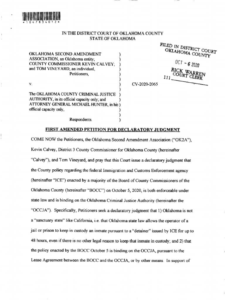 First Amended Petition For Declaratory Judgement | PDF