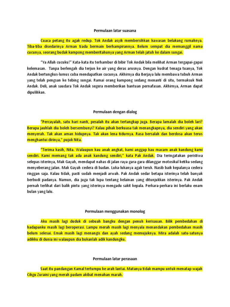 4 Contoh Permulaan Karangan | PDF