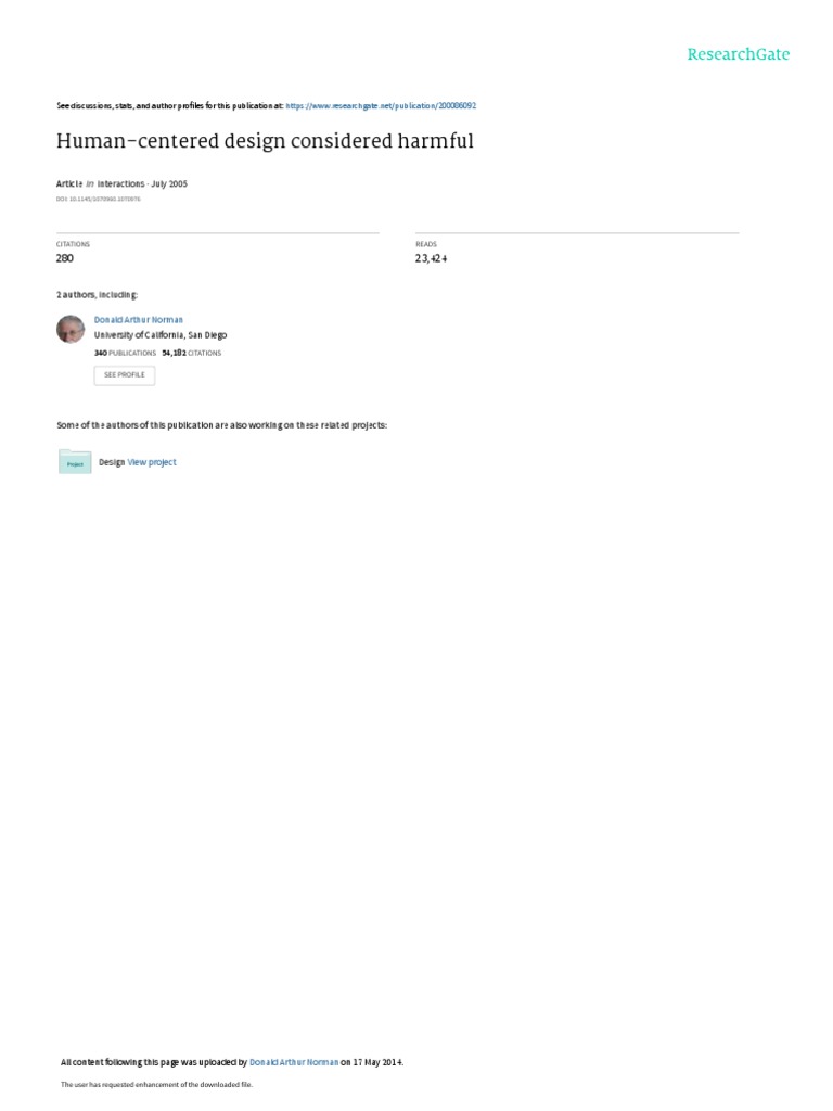 Human-Centered Design Considered Harmful PDF | PDF | Usability | Design