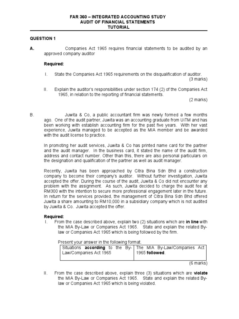 Tutorial On Auditing | PDF | Audit | Internal Control