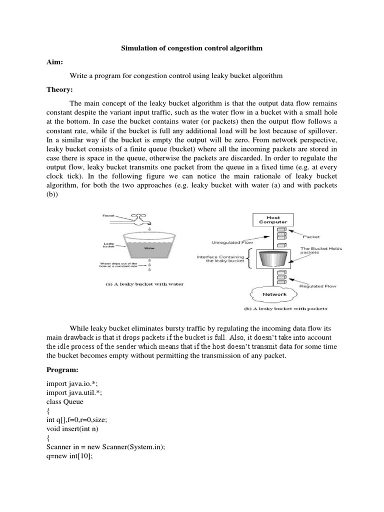 Simulation of Congestion Control Algorithm Aim | PDF | Network ...