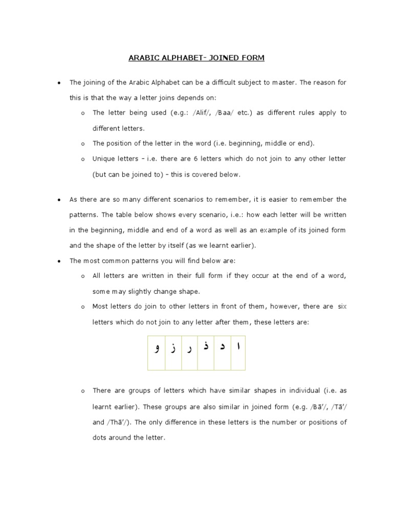The Patterns of the Arabic Alphabet: A Comprehensive Guide to the ...