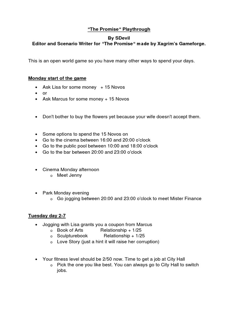 "The Promise" Playthrough by Sdevil Editor and Scenario Writer For "The ...