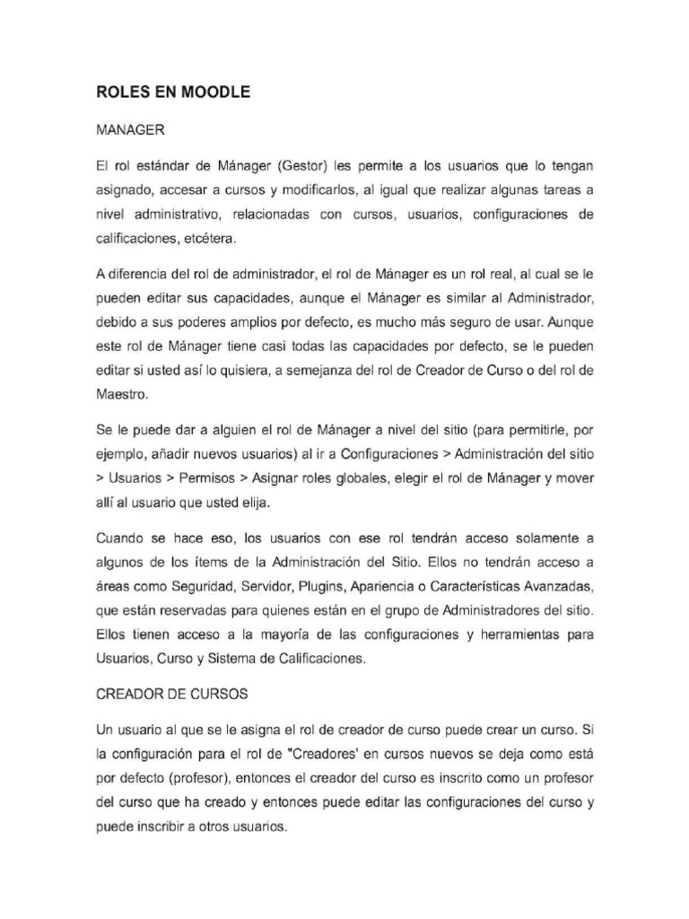 Roles en Moodle | PDF