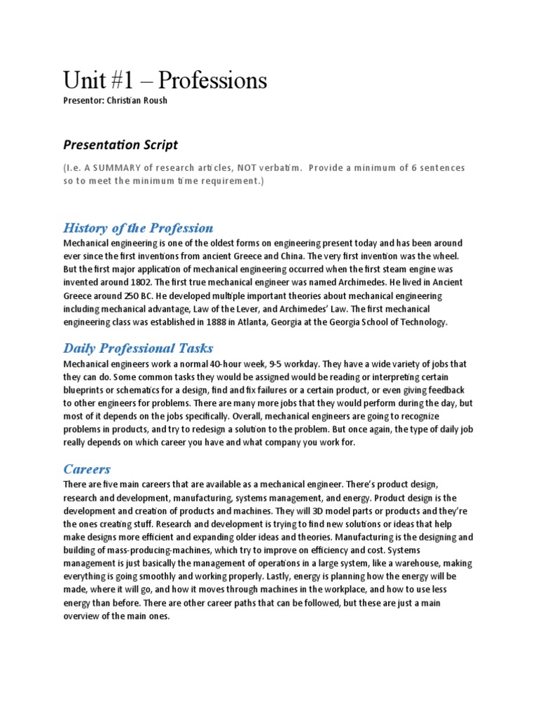 Unit 1 - Script | PDF | Engineer | Engineering