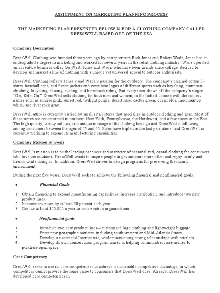 Assignment On Marketing Planning Process | PDF | Retail | Pricing