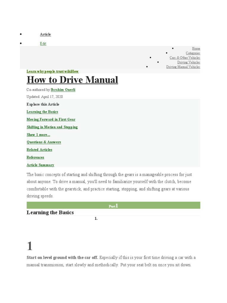 How To Drive Manual | Download Free PDF | Clutch | Manual Transmission