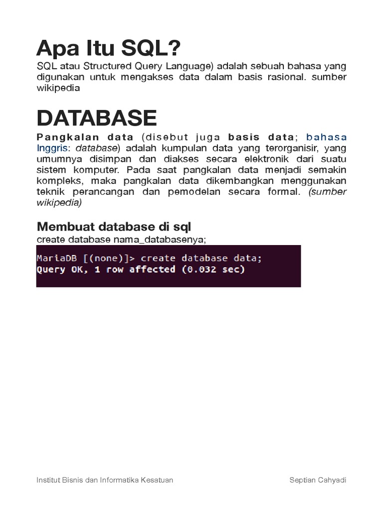 Panduan Dasar SQL untuk Pemula | PDF