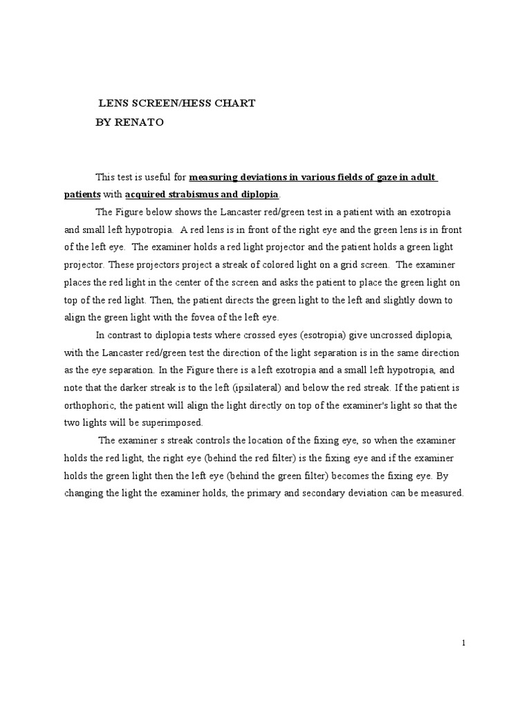 Lens Screen Hess Chart | PDF | Camera | Cornea