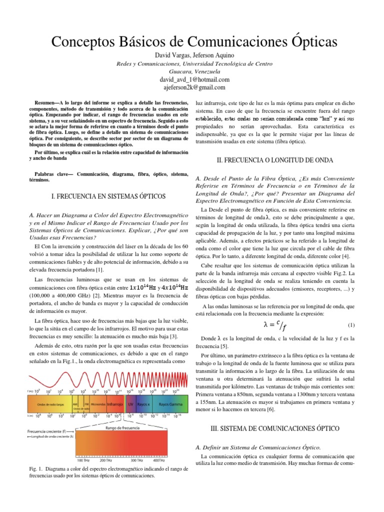 SCA Sesión 1 - Conceptos básicos de comunicaciones ópticas - | PDF | Frecuencia | Señal analoga