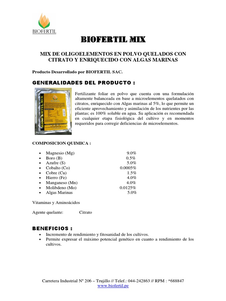 Ficha BIOFERTIL MIX | PDF