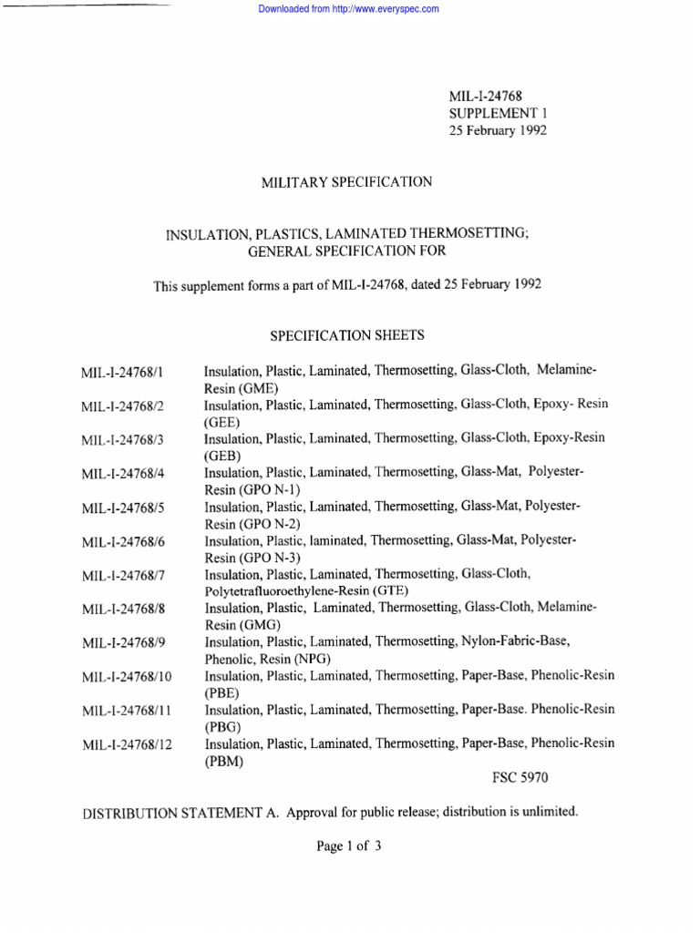 Mil I 24768 - Supplement 1 | PDF | Plastic | Organic Polymers