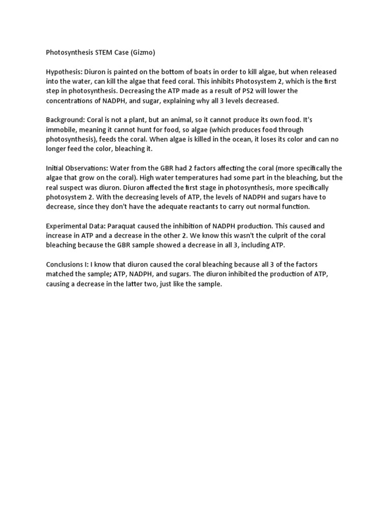 Photosynthesis Stem Case | PDF