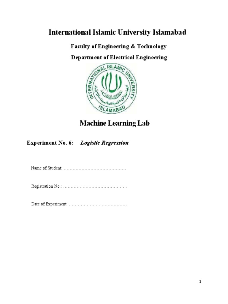 Machine Learning Lab Manual 06 | PDF | Logistic Regression | Regression Analysis