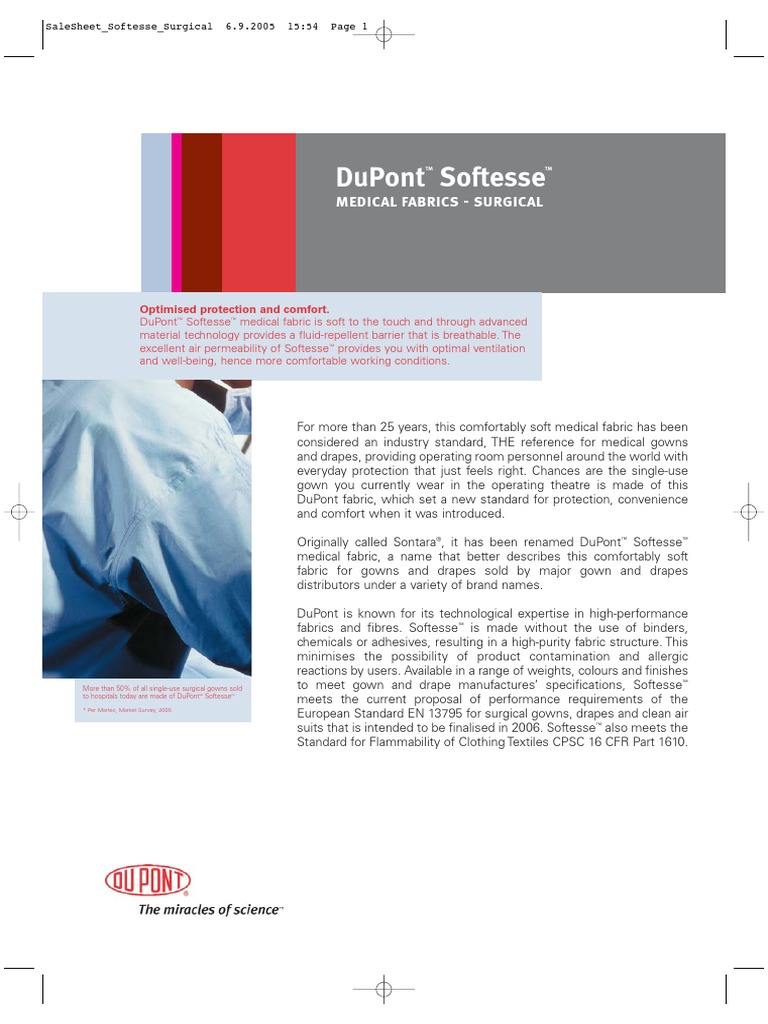 Dupont Softesse: Medical Fabrics - Surgical | PDF | Textiles | Trademark