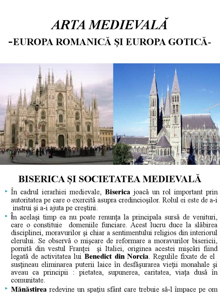 Prezentare Arta Medievala Stilul Romanic Si Gotic Cls. 9 | PDF