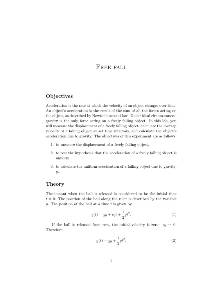 PHY166 Lab Freefall PDF | PDF | Gravity | Acceleration