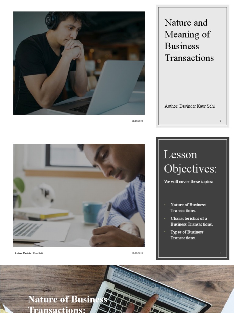 Nature and Meaning of Business Transaction | PDF | Liability (Financial ...