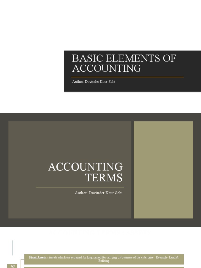 Basic Elements of Accounting | PDF | Expense | Capital (Economics)