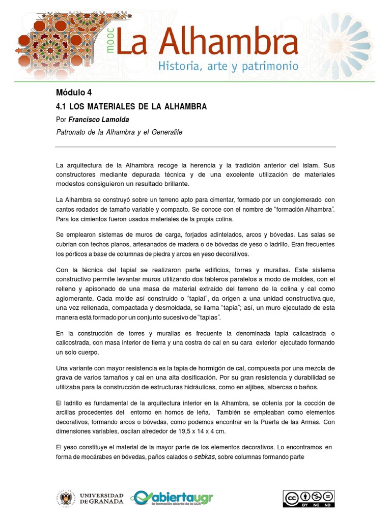 Los Materiales de La Alhambra | PDF | Bóveda (Arquitectura) | Diseño ...