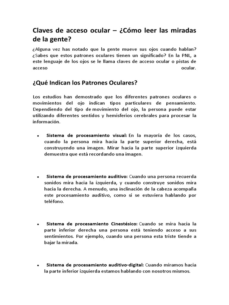 Claves de Acceso Ocular | PDF | Ojo | Hemisferio cerebral