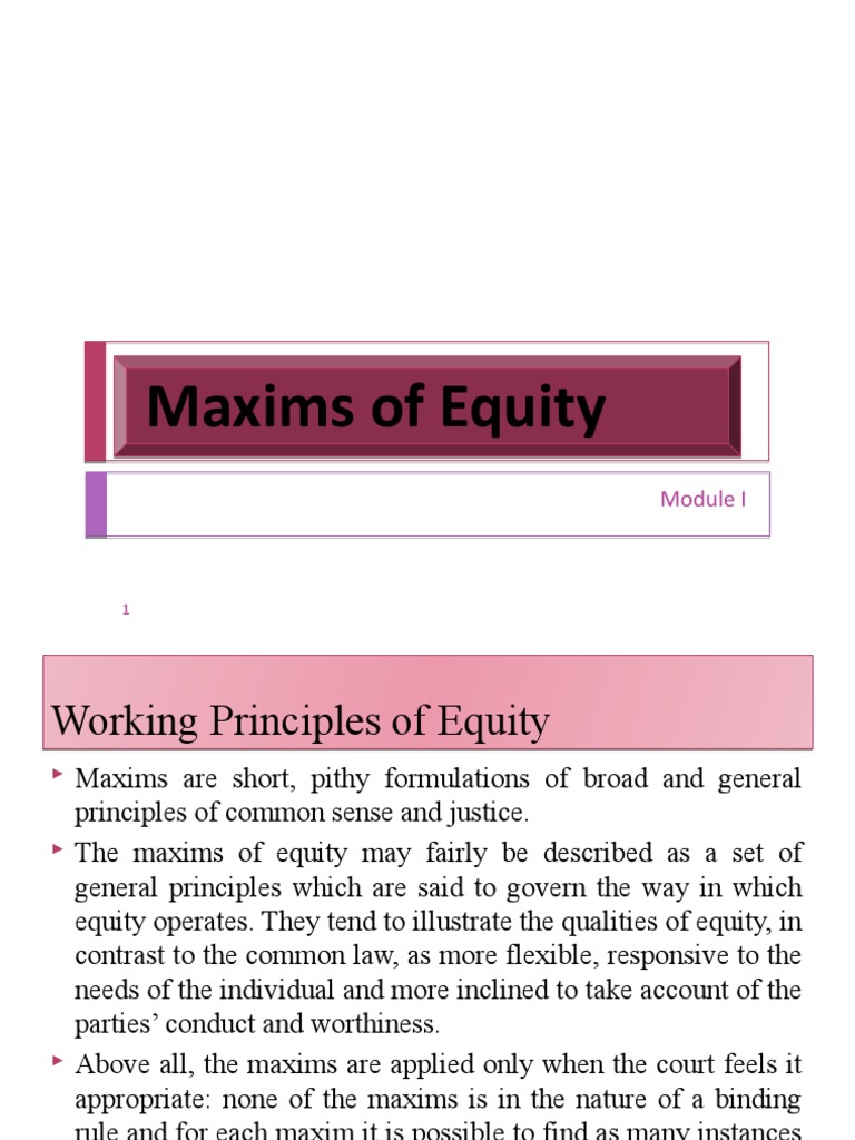 2 Maxims of Equity | PDF | Equity (Law) | Legal Remedy