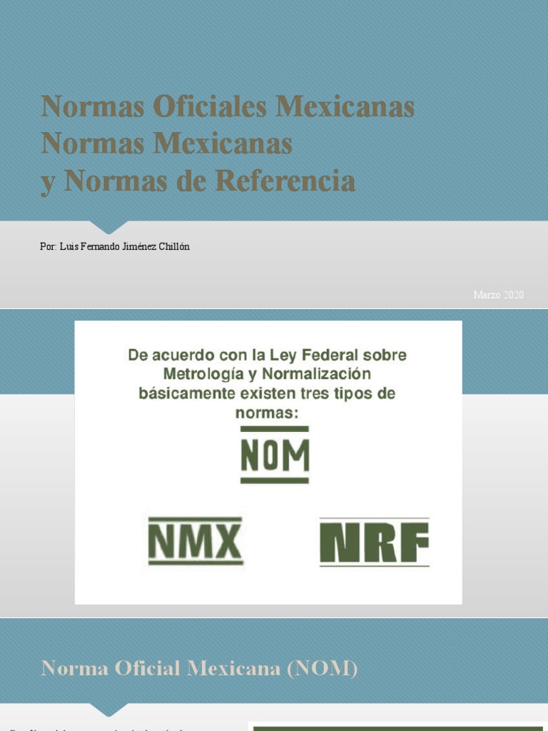 Normas Oficiales Mexicanas, Normas Mexicanas y Normas de Referencia | PDF