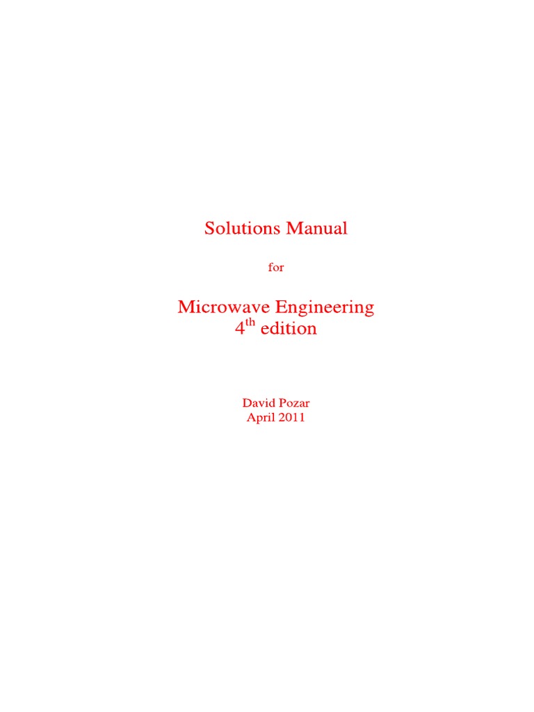 David Pozar - Microwave Engineering - Solutions Manual. 4 Ed. (2011 ...