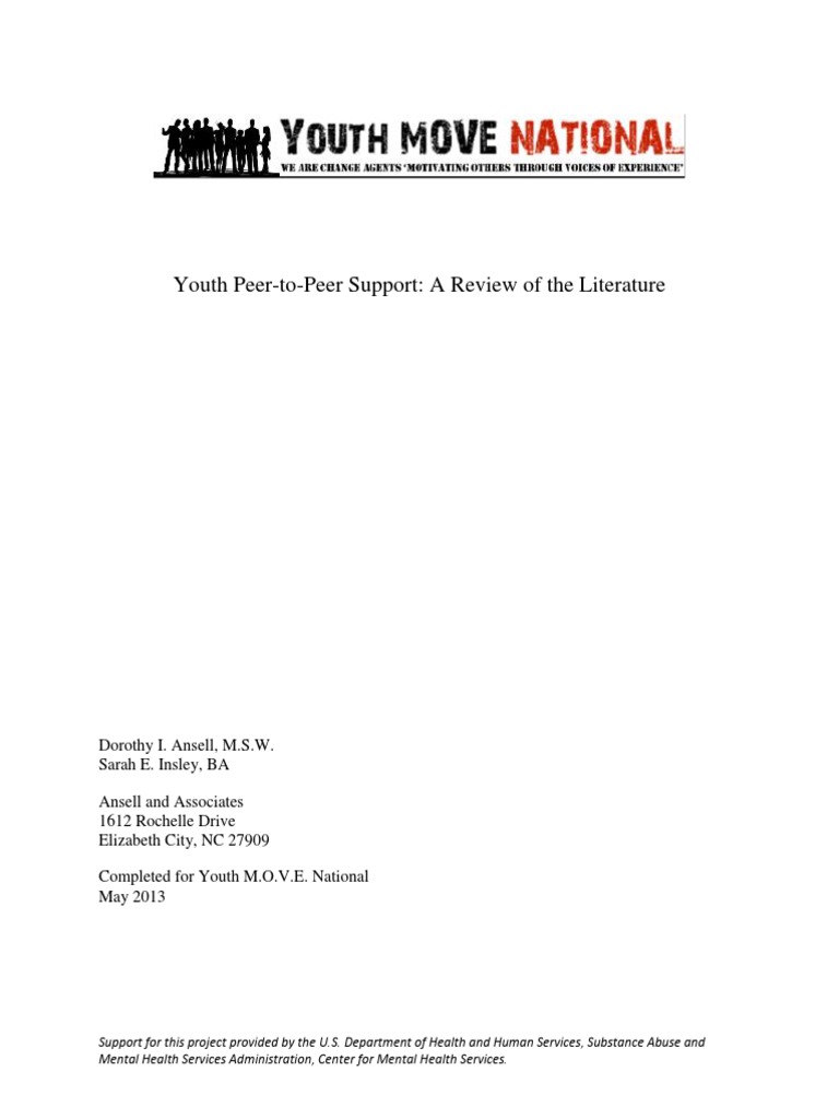 Youth Peer Support Literature Review | PDF | Recovery Approach | Medicaid