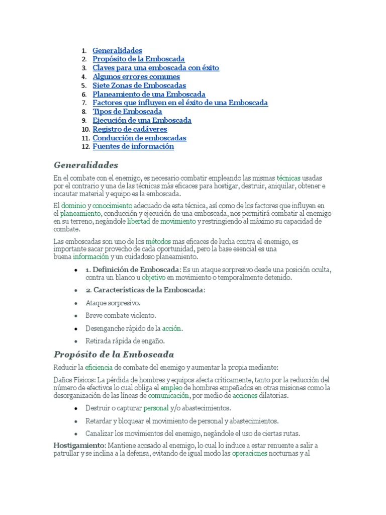 Generalidades de La Emboscada | PDF | Reconocimiento | Planificación