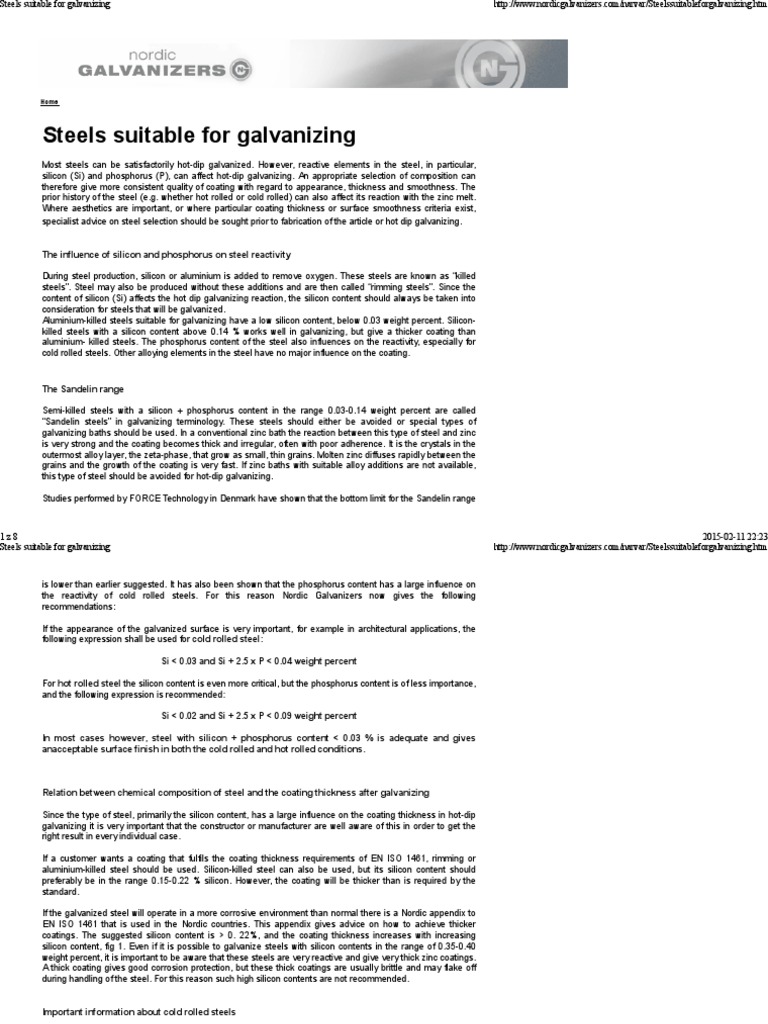 Guide to Galvanizing Steel Types | PDF | Galvanization | Corrosion