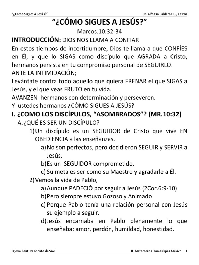 ¿Como Sigues A Jesus | PDF | Temor | Jesús