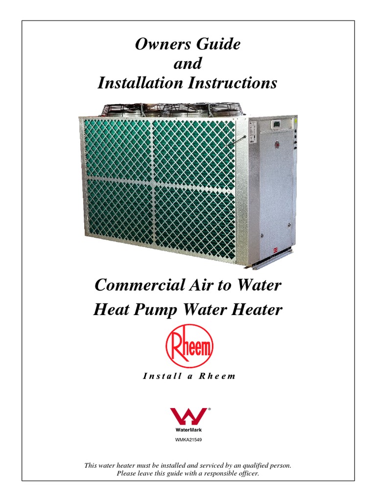 Installation Instructions Rheem Commercial Heat Pump Air To Water PN ...