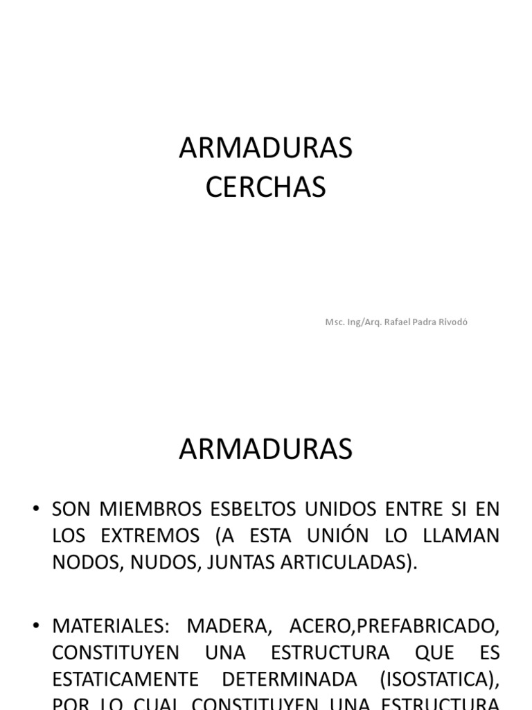 Armaduras Cerchas | Descargar gratis PDF | Braguero | Ingeniero civil