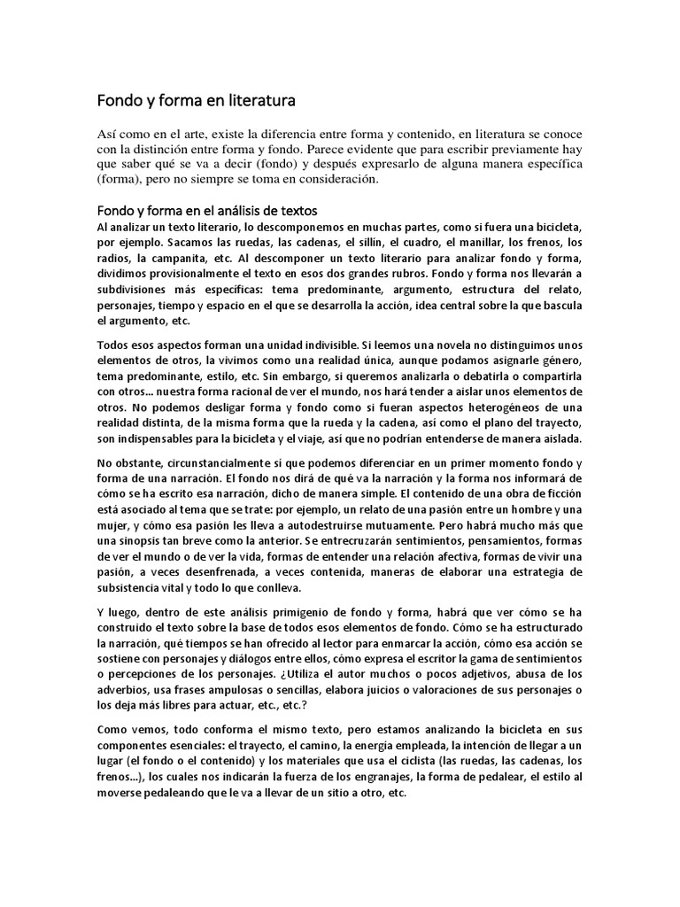 Fondo y Forma | PDF | Narrativa | Realidad