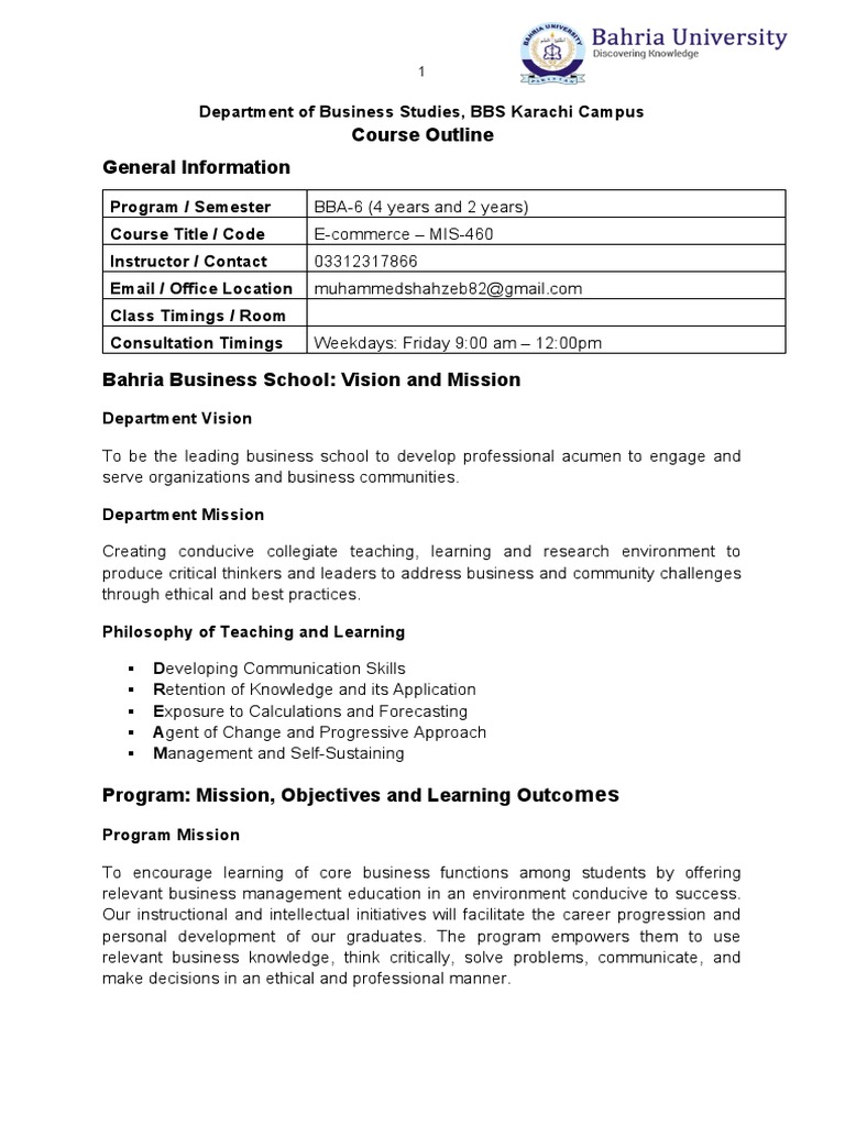 Course Outline General Information | PDF | E Commerce | Online Shopping