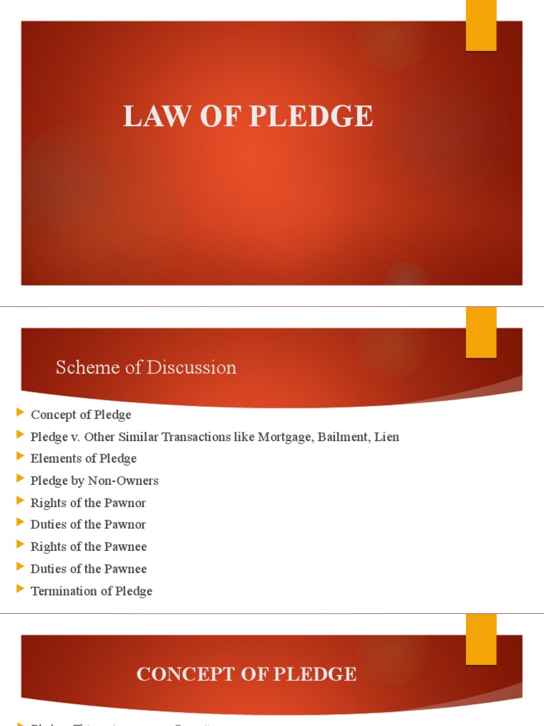 Law of Pledge | PDF | Mortgage Law | Civil Law (Legal System)