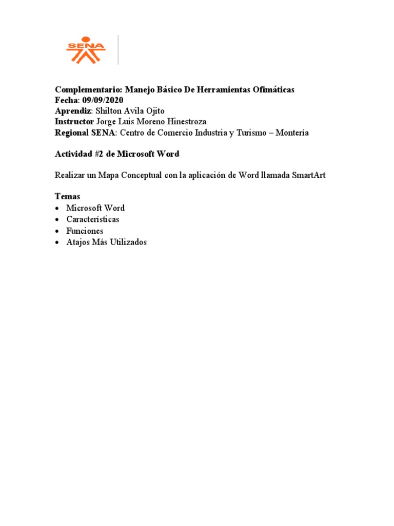 Actividad 2 Mapa Conceptual SmartArt Ofimatica | Descargar gratis PDF | Microsoft | Microsoft Word