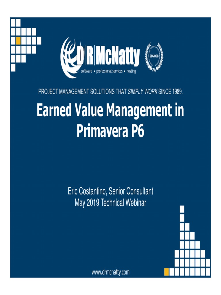 May 2019 Webinar Earned Value Management in P6 | PDF | Business | Computing