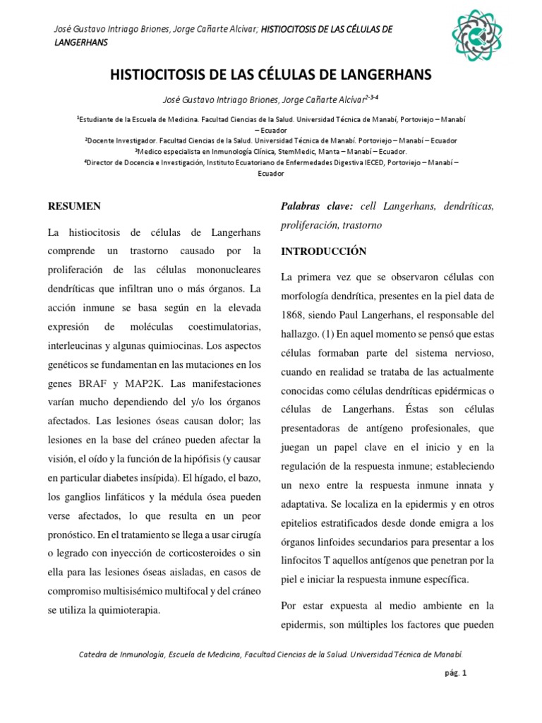 Histiocitosis de Las Células Dendriticas de La Piel (Células de ...