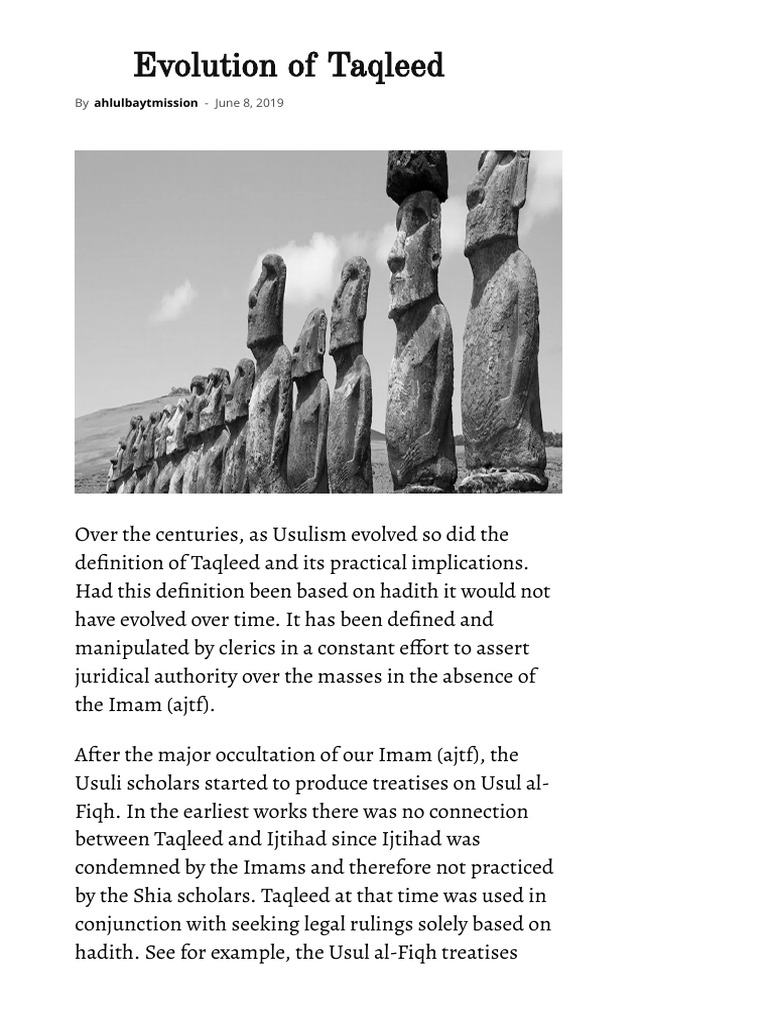 Evolution of Taqleed - Ahlulbayt Mission | PDF | Islamic Philosophy ...